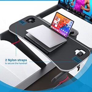 New Tread Laptop Tray, Treadmill Desk Tray, Upgrade 36" Treadmill Laptop Holder, Ergonomic Treadmill Laptop Desk with Protective Guard & Tablet Holder for Phone, Exercise Workstation, Easy Mount Tray