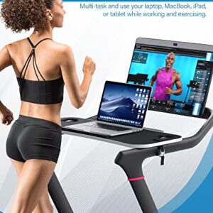 New Tread Laptop Tray, Treadmill Desk Tray, Upgrade 36" Treadmill Laptop Holder, Ergonomic Treadmill Laptop Desk with Protective Guard & Tablet Holder for Phone, Exercise Workstation, Easy Mount Tray