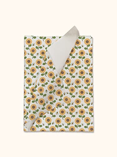 Sunflower and Bees Tissue Paper - Printed Tissue Paper - Decorative Tissue for Decoupage - Floral Tissue Paper - Spring/Summer Tissue Paper | 24 Sheets 20"x30"