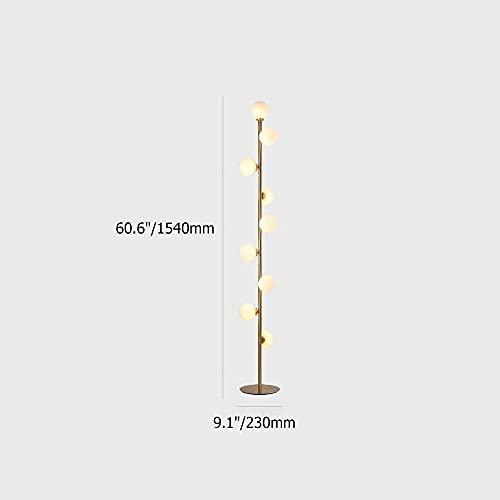 JiuZhuo Mid-Century Floor Lamps Modern 62'' LED Gold 9-Light Tree Floor Lamp with White Glass Globe for Living Room