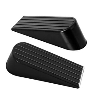 big door stopper heavy duty wedge -rubber door stoppers for bottom of door – security bar door stops for concrete, tile and carpet floors (2 pack)