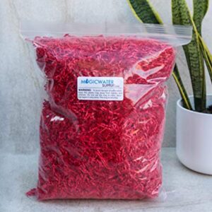 MagicWater Supply Soft & Thin Cut Crinkle Paper Shred Filler (1/2 LB) for Gift Wrapping & Basket Filling - Red