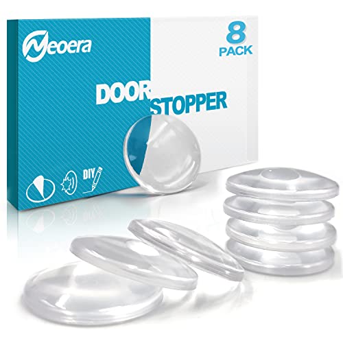 Neoera Door Stopper Wall Protector (Clear, 8pack)-Quiet, Shock Absorbent Gel - Adhesive Reusable Bumper Protector, Wall Shield & Silencer for Door Handle, Soft Rubber Round Door Stop 1.57 inch