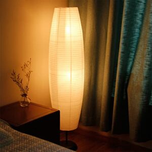 FERCAISH Rice Paper Floor Lamp Shade, Foldable and Minimalist Style Paper Lamps Classic Modern Paper Floor Light Bulb Cage Guard for Living Room Bedroom Décor