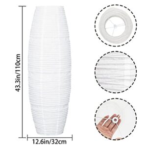 FERCAISH Rice Paper Floor Lamp Shade, Foldable and Minimalist Style Paper Lamps Classic Modern Paper Floor Light Bulb Cage Guard for Living Room Bedroom Décor