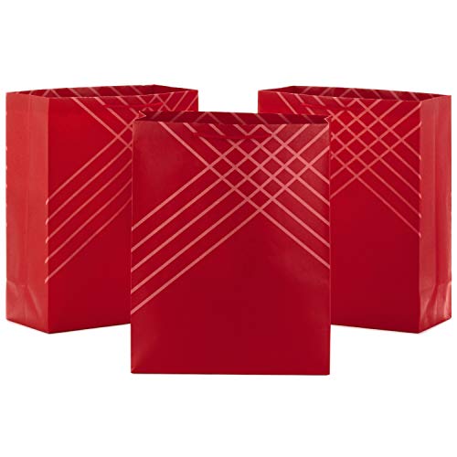 Hallmark 14" Extra Large Red Gift Bags (Pack of 3) for Christmas, Holidays, Birthdays, Graduations, Mother's Day, Father's Day, Valentine's Day, Baby Showers, Weddings