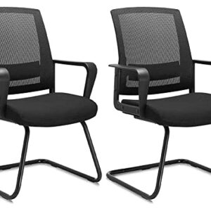 CLATINA Office Guest Chair with Lumbar Support and Mid Back Mesh Space Air Grid Series for Reception Conference Room 2 Pack