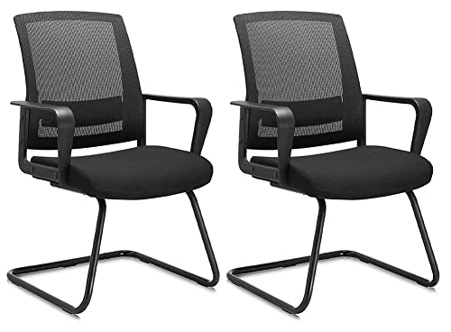 CLATINA Office Guest Chair with Lumbar Support and Mid Back Mesh Space Air Grid Series for Reception Conference Room 2 Pack