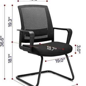 CLATINA Office Guest Chair with Lumbar Support and Mid Back Mesh Space Air Grid Series for Reception Conference Room 2 Pack