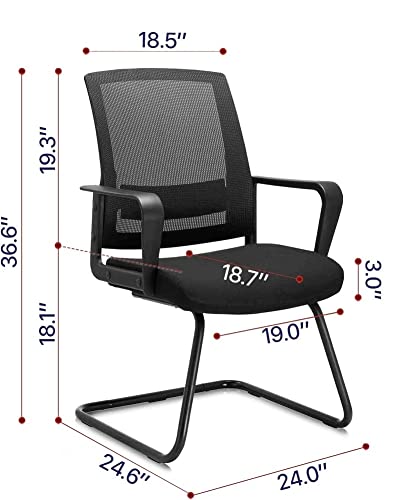 CLATINA Office Guest Chair with Lumbar Support and Mid Back Mesh Space Air Grid Series for Reception Conference Room 2 Pack