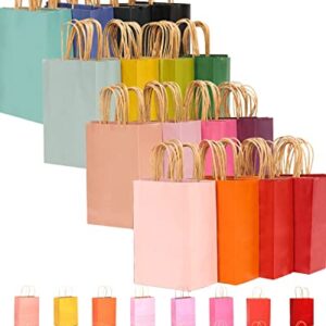 32-Packs Paper Bags with Handles Bulk 8.26"×6"×3.15" Small Gift Bags 16 Different Senior Color Bags Multiple Uses（Small Size）