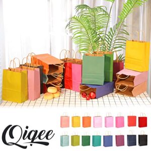 32-Packs Paper Bags with Handles Bulk 8.26"×6"×3.15" Small Gift Bags 16 Different Senior Color Bags Multiple Uses（Small Size）