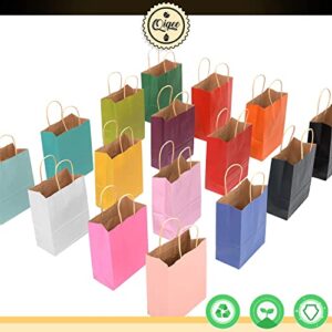 32-Packs Paper Bags with Handles Bulk 8.26"×6"×3.15" Small Gift Bags 16 Different Senior Color Bags Multiple Uses（Small Size）