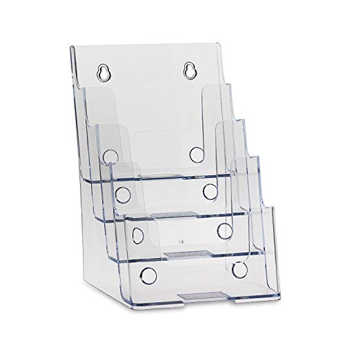 Dazzling Displays Clear Acrylic 4-Tier Brochure Holder for 6"W x 9"H - Half-Page Material (1)