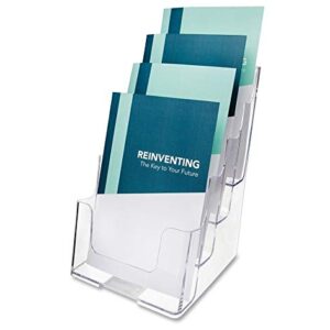 Dazzling Displays Clear Acrylic 4-Tier Brochure Holder for 6"W x 9"H - Half-Page Material (1)