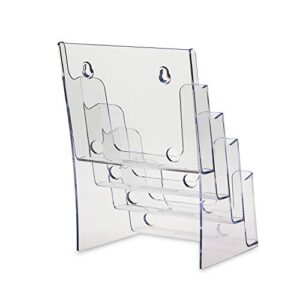 Dazzling Displays Clear Acrylic 4-Tier Brochure Holder for 6"W x 9"H - Half-Page Material (1)