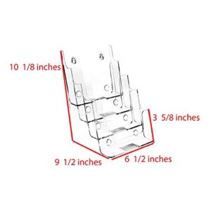 Dazzling Displays Clear Acrylic 4-Tier Brochure Holder for 6"W x 9"H - Half-Page Material (1)