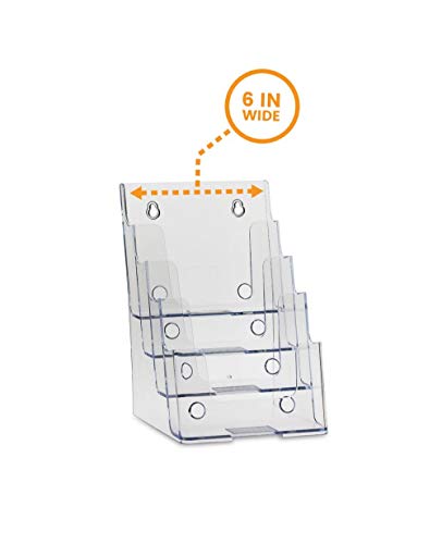 Dazzling Displays Clear Acrylic 4-Tier Brochure Holder for 6"W x 9"H - Half-Page Material (1)