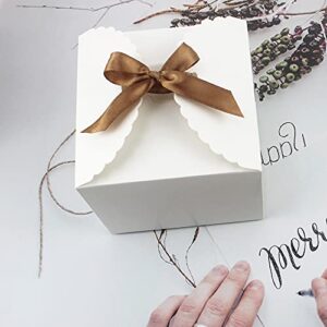 Yimi's Dream Small Gift Boxes, [10PCS] Recycled Paper Gift Box with Ribbons, 4.7" x 4.7" x 3.5" Inches Brown & White Small Boxes, Decorative Gift Boxes For Friends, Parents, Children, Birthday, Wedding, Party, Chocolate, Candy