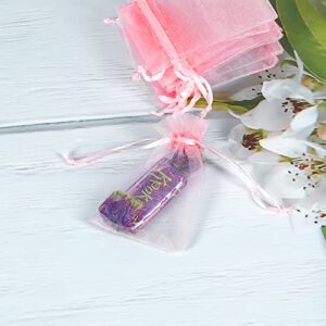 HRX Package 100pcs Tiny Organza Jewelry Bags 2x3 inch, Little Pink Mesh Drawstring Gift Pouches for Candy Sample Party Favors