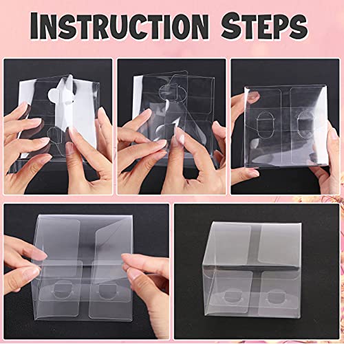 VGOODALL 35PCS 4x4x2.5 Inches Clear Favor Boxes,Transparent Cube Boxes PET Boxes for Wedding, Party,Cookie Boxes, Mini Cake Boxes, Dessert, Pastry, Small Treat Boxes