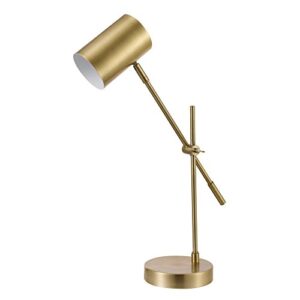 globe electric 52098 pratt 20″ desk/table lamp, matte brass finish, adjustable height, balance arm, in-line rocker on/off switch