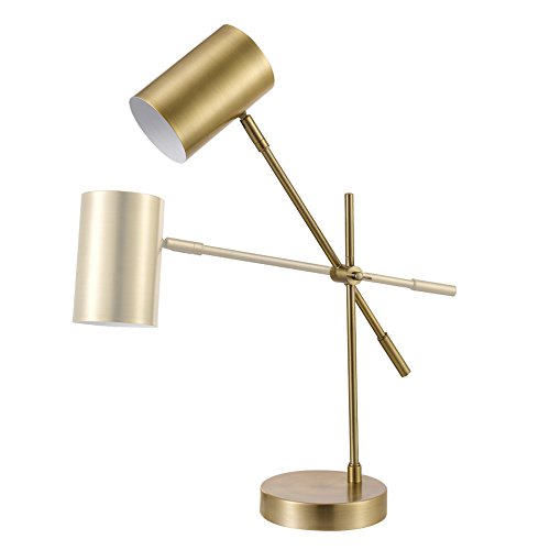 Globe Electric 52098 Pratt 20" Desk/Table Lamp, Matte Brass Finish, Adjustable Height, Balance Arm, in-Line Rocker On/Off Switch