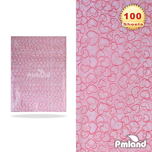 PMLAND Premium Quality Gift Wrap Printed Tissue Paper - Valentine Heart - 15 Inches X 20 Inches 60 Sheets