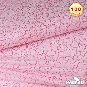 PMLAND Premium Quality Gift Wrap Printed Tissue Paper - Valentine Heart - 15 Inches X 20 Inches 60 Sheets