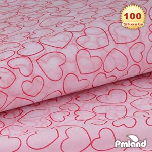 PMLAND Premium Quality Gift Wrap Printed Tissue Paper - Valentine Heart - 15 Inches X 20 Inches 60 Sheets