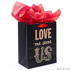 Hallmark Mahogany 9" Medium Gift Bag with Tissue Paper (Love Me Some Us) for Anniversary, Valentines Day and More