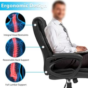 Yaheetech Office Chair High Back Wide Seat Executive Chair Adjustable Desk Chair, PU Leather Managerial Swivel Chair w/Padded Armrest, Big and Tall