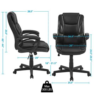 Yaheetech Office Chair High Back Wide Seat Executive Chair Adjustable Desk Chair, PU Leather Managerial Swivel Chair w/Padded Armrest, Big and Tall