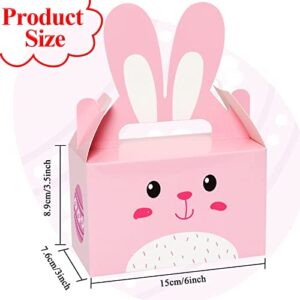 24 Pack Easter Treat Boxes Happy Easter Party Favor Boxes Bunny Eggs Gift Box with Handle Easter Basket Containers Candy Goodies Box for Kids Home School Classroom Party Favor Decorations Supplies