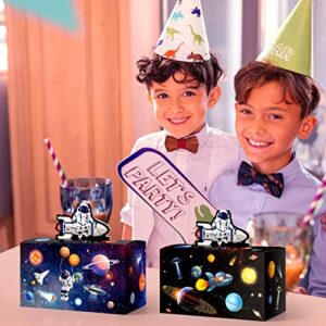 Nezyo 24 Pcs Space Party Favor Gift Boxes Galaxy Treat Boxes Solar System Gable Boxes Cardboard Gift Wrap Boxes Candy Goody Boxes for Space Theme Party Supplies Kids Birthday Gifts(Space,Cute Style)