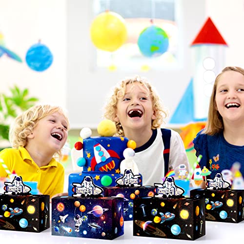 Nezyo 24 Pcs Space Party Favor Gift Boxes Galaxy Treat Boxes Solar System Gable Boxes Cardboard Gift Wrap Boxes Candy Goody Boxes for Space Theme Party Supplies Kids Birthday Gifts(Space,Cute Style)