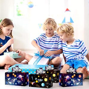 Nezyo 24 Pcs Space Party Favor Gift Boxes Galaxy Treat Boxes Solar System Gable Boxes Cardboard Gift Wrap Boxes Candy Goody Boxes for Space Theme Party Supplies Kids Birthday Gifts(Space,Cute Style)