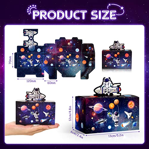 Nezyo 24 Pcs Space Party Favor Gift Boxes Galaxy Treat Boxes Solar System Gable Boxes Cardboard Gift Wrap Boxes Candy Goody Boxes for Space Theme Party Supplies Kids Birthday Gifts(Space,Cute Style)