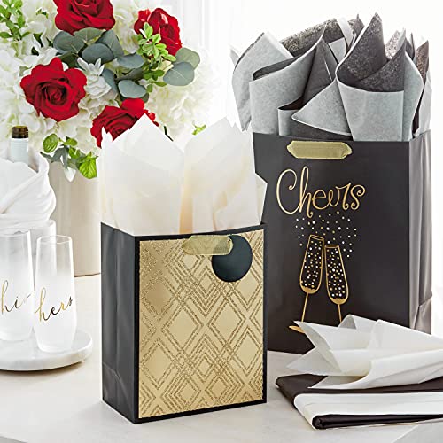 Hallmark White, Black and Ivory Bulk Tissue Paper for Gift Wrapping (120 Sheets) for Gift Bags, Weddings, Graduations, Valentine's Day, Christmas