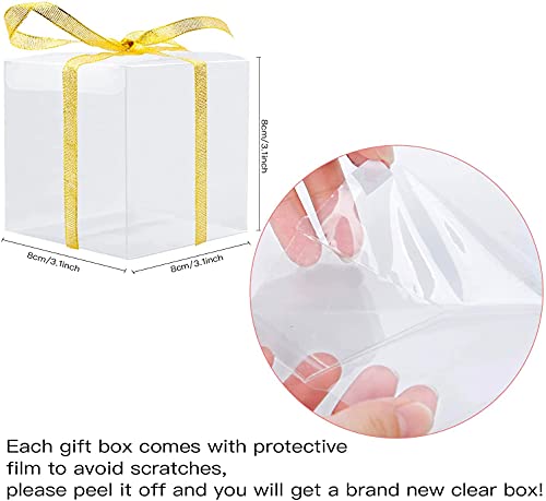 Coobbar Clear Candy Gift Box,12 Pack Clear PVC Plastic Boxes Gift Boxes for Party Favors, Wedding, Birthday Presents, Candy, Cupcakes, Jewelry,Christmas Gift Packing (6 x 6 x 6 Inches)