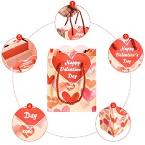 JOYIN 12 Pcs Red Pink Valentine’s Day Gift Bags with Handles, 5 X 6 X 3.5 inch, Kraft Paper Gift Bag with Pocket for Gift Cards, Gift Exchange Goodie Bags for Gift Giving Present Wrapping Party Favor