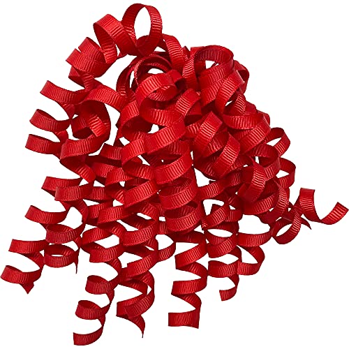 Jillson Roberts 6-Count Self-Adhesive Grosgrain Curly Bows Available in 15 Colors, Lipstick Red