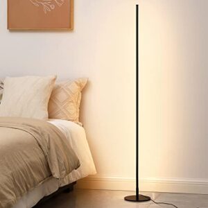 DEWENWILS 57.5" Minimalist LED Corner Floor Lamp, Set of 2 Modern Dimmable Mood Lighting, Standing Tall Floor Lamp for Living Room, Bedroom, Office, 3000K Warm White Light (Black)