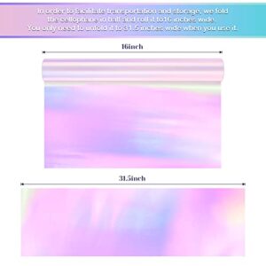 31.5 Inch x 50 Ft Iridescent Film Cellophane Roll Rainbow Holographic Cellophane Wrap Paper with 10 Rolls Colorful Metallic Curling Balloon Ribbon for Flower Gift Candy Handicraft Crafts