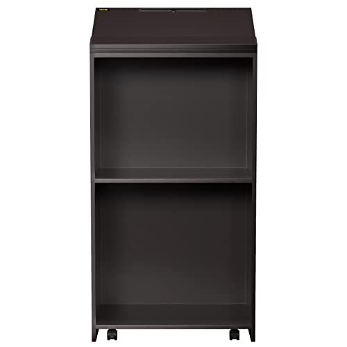 VEVOR Wood Podium, 23.6" x 47.2", Lecterns and Podiums w/ 4 Rolling Wheels, Slant Surface, Baffle Plate & Shelf, Easy Assembly Ebony Lecterns for Church, Office, School, Home (Black)