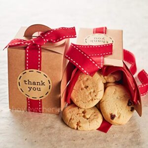 Hayley Cherie - Gift Rustic Treat Boxes with Ribbons and Thank You Stickers (20 Pack) - 4.7 x 3.5 x 3.5 inches - Thick 350gsm Card (Small Kraft)