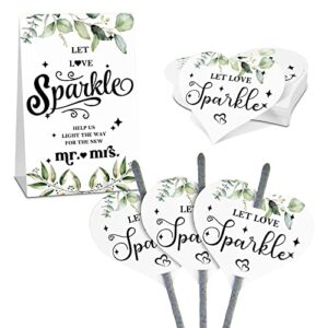 spakon 50 pcs wedding sparkler for weddings sparkler tags heart shape and 1 pcs let love sparkle cards, sparkler tags decor sign for anniversary, engagement, bridal shower, cards only(novelty style)