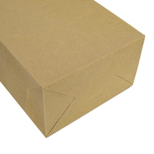 bagmad 100 Pack 5.25x3.25x8 inch Brown Small Paper Bags with Handles Bulk, Gift Paper Bags, Kraft Birthday Party Favors Grocery Retail Shopping Craft Bags Takeouts Business (Plain Natural 100pcs)