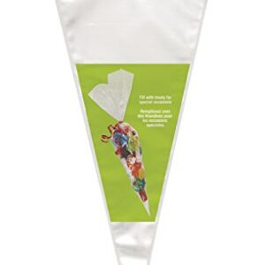 Unique Cone-Shaped Party Cellophane Bags, 17.75" x 7.37", Clear