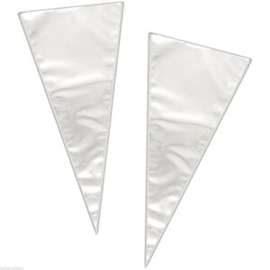 Unique Cone-Shaped Party Cellophane Bags, 17.75" x 7.37", Clear